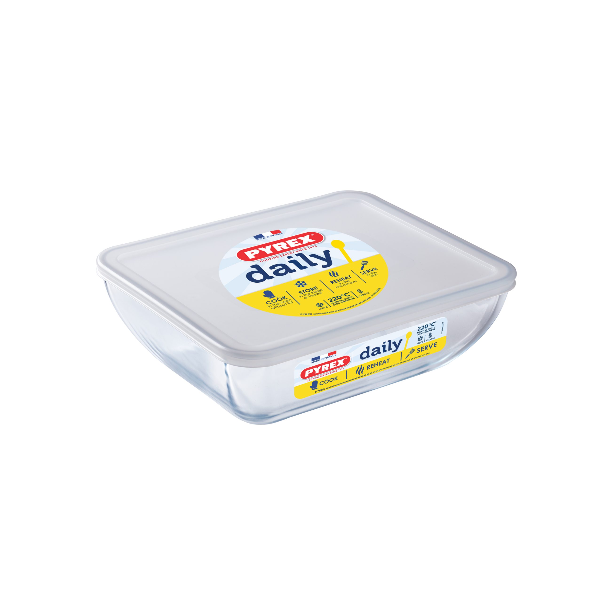Pyrex Daily Rectangular Dish with plastic lid 27 x 22cm - 3.5lt - AWG ...